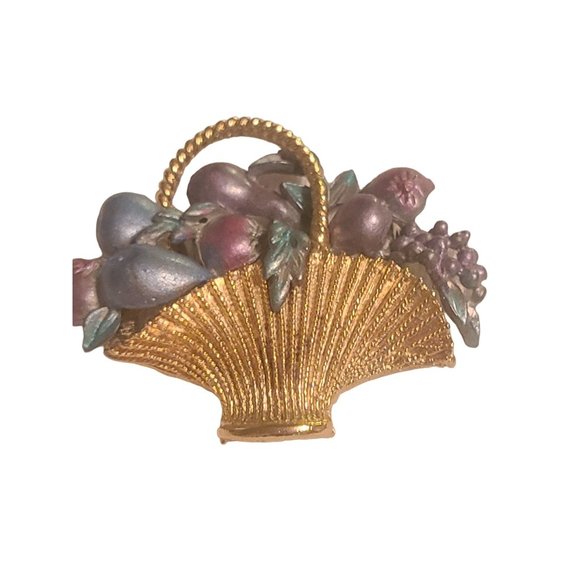 ULTRACRAFT | Jewelry | Ultracraft Enameled Flowers On Gold Tone Basket ...